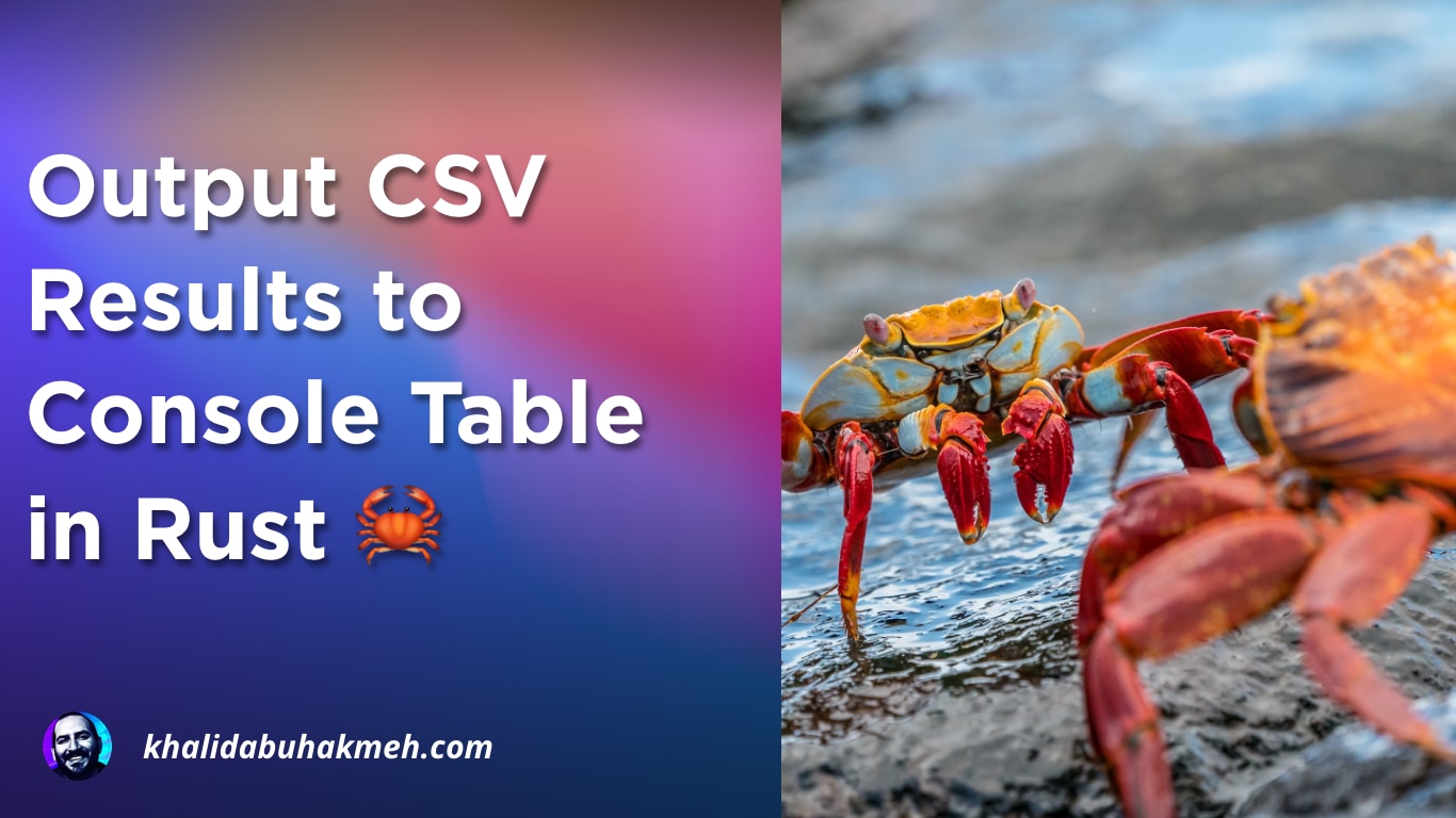 Output CSV Results to Console Table in Rust | Khalid Abuhakmeh Output CSV Results to Console Table in Rust | Khalid Abuhakmeh